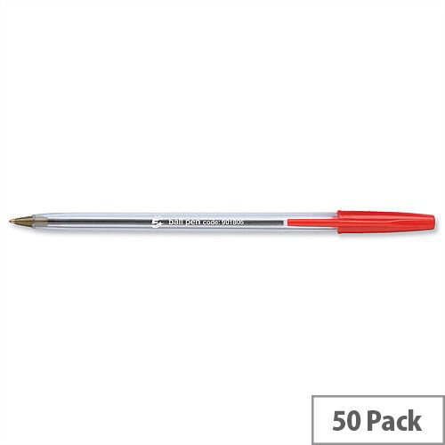 Red Ball Pen Clear Barrel Pack 50 5 Star - Hunt Office Ireland