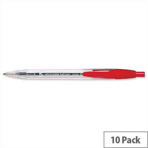 Retractable Ball Pen Red Pack 10 5 Star - Hunt Office Ireland