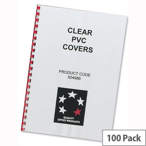 Comb Binding Covers PVC 150 micron A4 Clear Pack 100 5 Star - Hunt ...