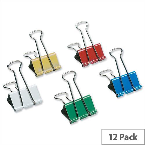 Fold Back Clips 41mm Assorted Pack 12 5 Star - Hunt Office Ireland