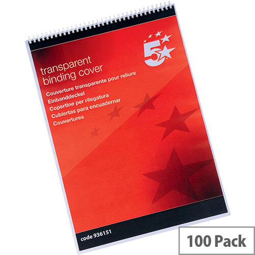 5 Star Binding Covers A3 Clear [Pack 100] - Hunt Office Ireland