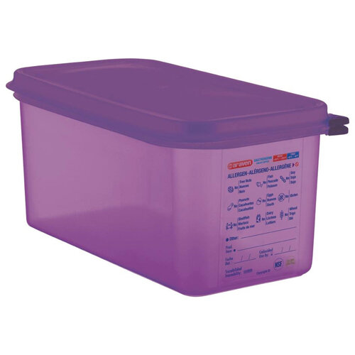 Araven Allergen Polypropylene 1/3 Gastronorm Food Container Purple 6Ltr ...
