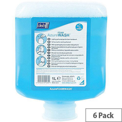 DEB Azure Foaming Hand Soap Refill Cartridges 1 Litre (Pack of 6) AZU1L ...