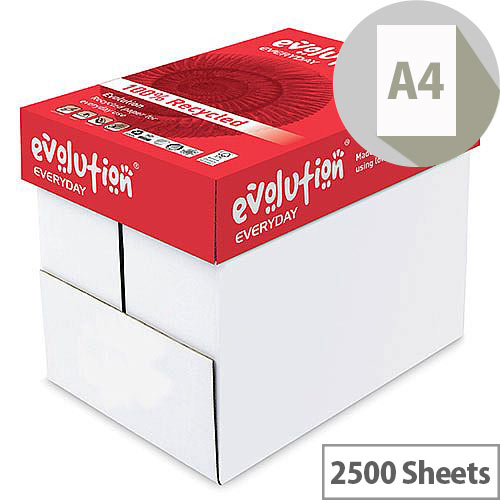 Evolution Everyday A4 80gsm White Recycled Printer Paper Box of 2500 ...
