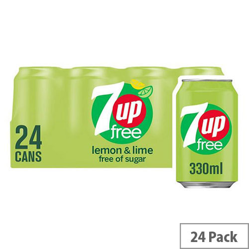 7 Up Zero Lemon and Lime Carbonated Soft Drink Canned 330ml (Pack of 24 ...