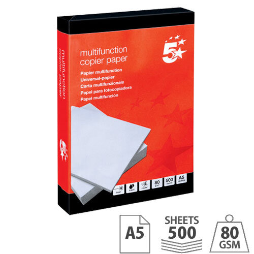 5 Star Multifunctional Printer Paper A5 80gsm White 500 Sheets Single ...