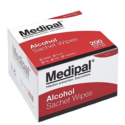 Medipal Healthcare Alcohol Wipes Sachets Pack of 200 - Hunt Office Ireland