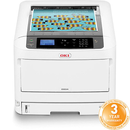 OKI C834DNW A3 Colour Laser Printer - Print speed (Colour A4) 36pp/m - USB, Network, Wireless Wi ...