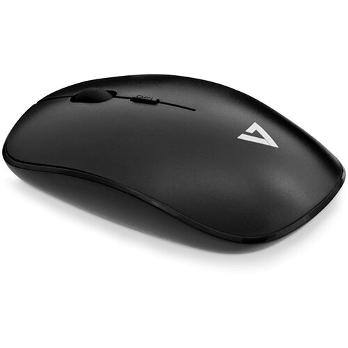 V7 Low Profile Wireless Optical Mouse - Black, Ambidextrous, Optical ...