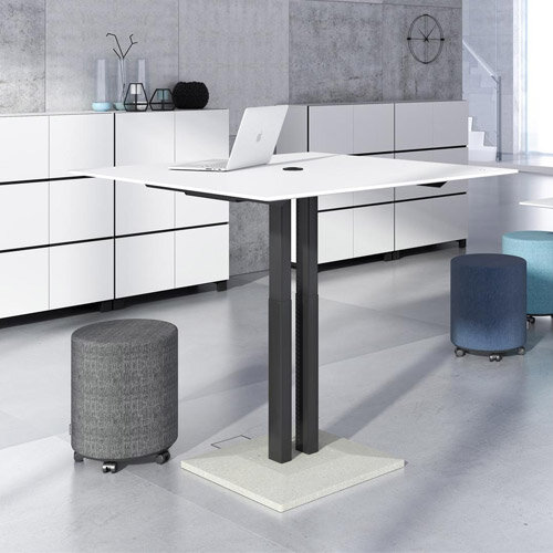 Jazz Height Adjustable Meeting Table Amber Oak Square Top And Black Leg ...