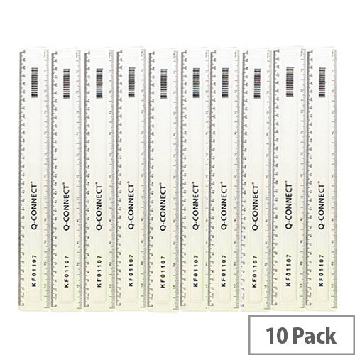 Q-Connect Ruler 300mm Clear (Pack of 10) – Dual Markings | Huntoffice.ie