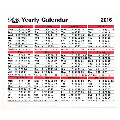 2016 Yearly Calendar Large Printable