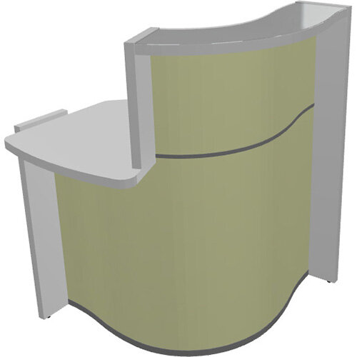 Wave Modern Design Small Curved Reception Desk White Counter Top with ...