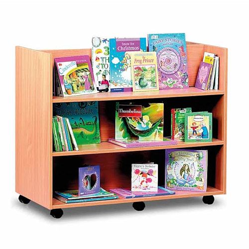 Library Unit with 3 Horizontal Shelves on Each Side Birch - HuntOffice ...