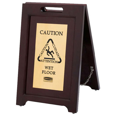 Rubbermaid 2-sided Caution Wet Floor Multilingual Safety Sign Wooden ...