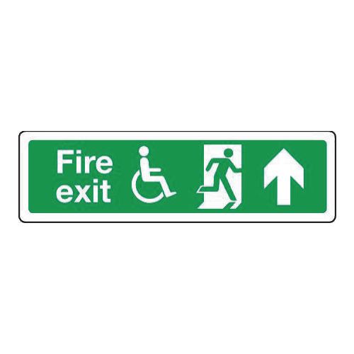 Sign Disabled Fire Exit Up 600x150 Aluminium - Hunt Office Ireland