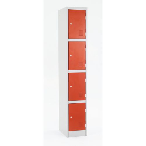 Metal Locker Grey Body Red Doors 4 Door 300x300 Key Lock - Hunt Office ...
