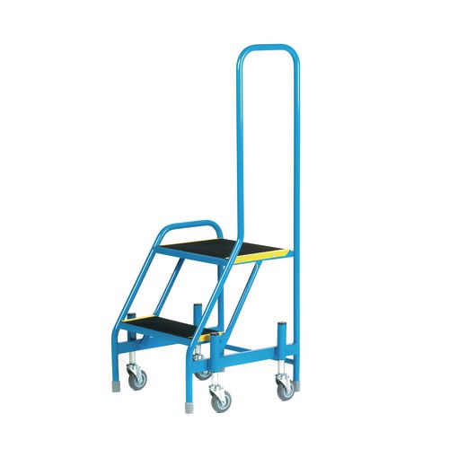 Mobile Step 2 Tread With One Handrail Blue - Hunt Office Ireland