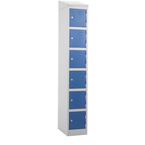 Atlas Locker 1800x300x450 6 Compartment With Sloping Top Blue Key Lock ...