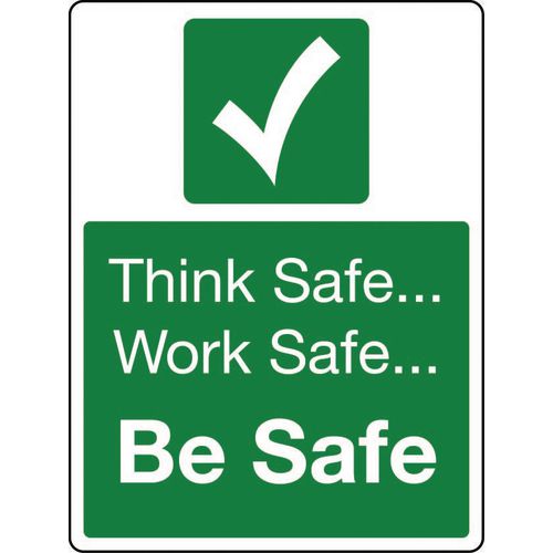 Sign Think Safe Work Safe Self-Adhesive Vinyl 300x100 - Hunt Office Ireland