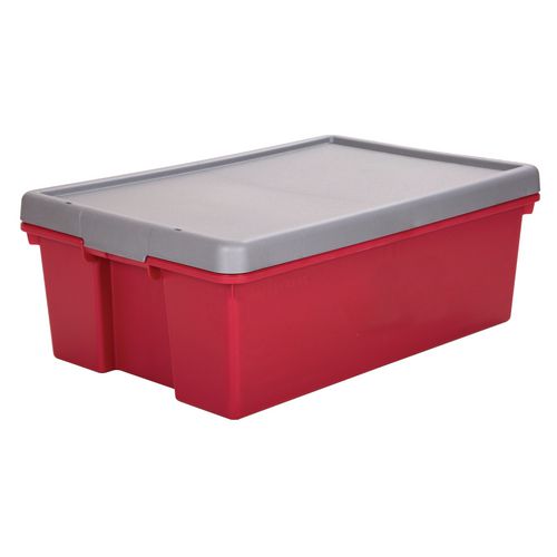 Wham Bam 36L Heavy Duty Box & Lid Chilli Red/Silver - Hunt Office Ireland