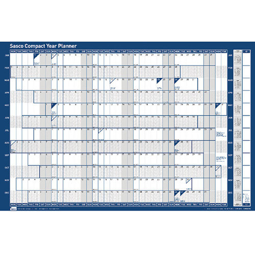 Sasco Compact Year Planner Landscape 2019 2401935 - Hunt Office Ireland