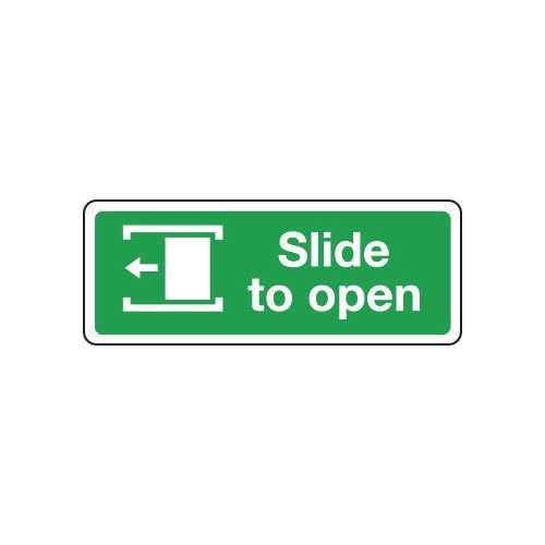 Sign Slide To Open Left 600x200 Polycarb - Hunt Office Ireland