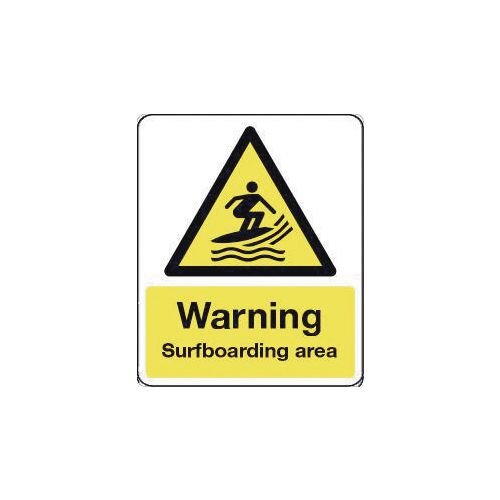 Sign Warning Surfboarding Area 250X300 Polycarbonate - Hunt Office Ireland