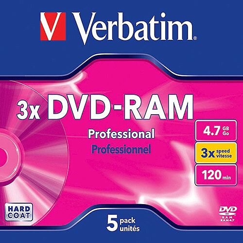 Verbatim DVD-R RAM 4.7Gb Pack of 5 43491 - Hunt Office Ireland