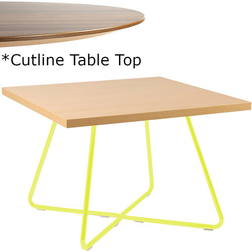 Frovi WIRE Square Coffee Table With Painted Steel WIRE Frame & Cutline ...