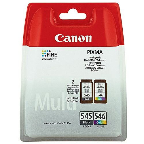 Canon PG 545 BK C M Y 8287B005 4 Colours Black Cyan Magenta Yellow Ink Cartridge Original Pack of 2 Hunt Office Ireland