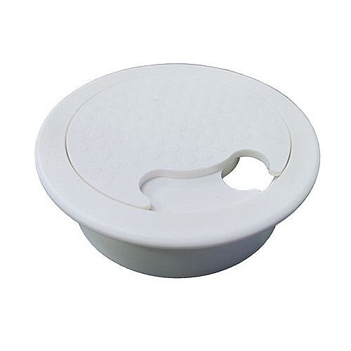 White 80mm Desk Cable Porthole CG80W - Hunt Office Ireland