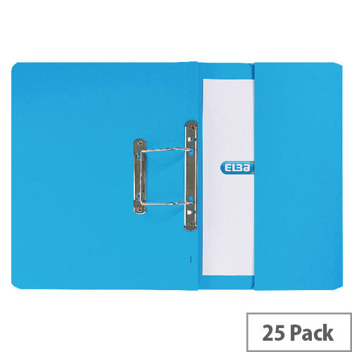 Foolscap Transfer Spring File with Pocket Recycled Blue 32mm Pack 25 ...