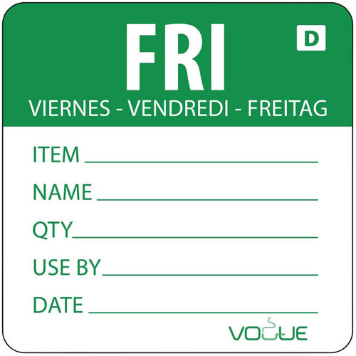 Vogue Dissolvable Day of the Week Labels Friday (Pack of 250 ...