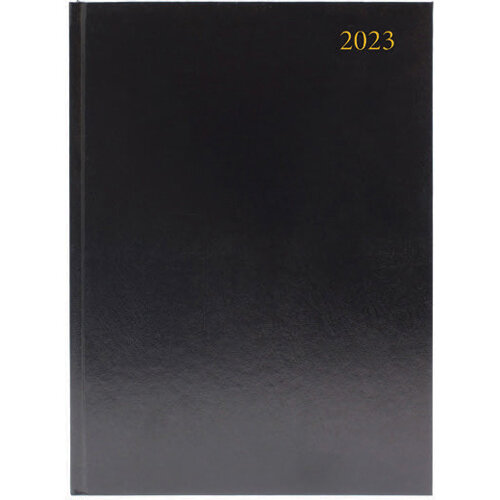 Desk Diary 2 Pages Per Day A4 Black 2023 KF2A4BK23 - HuntOffice Ireland