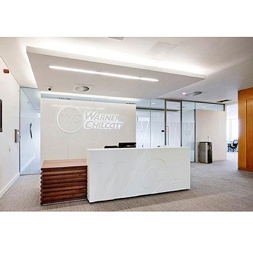 White Solid Surface Counter Reception Desk With Timber Low Level ...