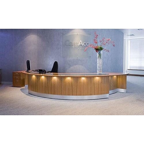 Circular Wooden Reception Desk Glass Counter Top RD56 - Hunt Office Ireland
