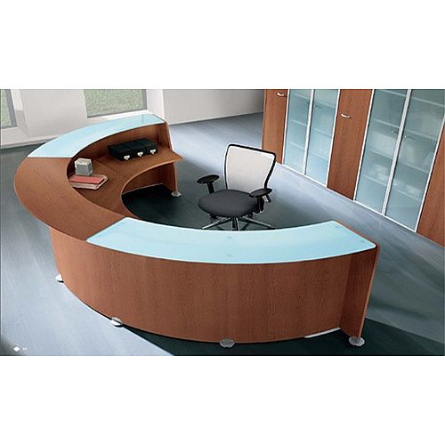 Circular Reception Unit Cherry Finish Glass Counter Top RD88 - Hunt ...