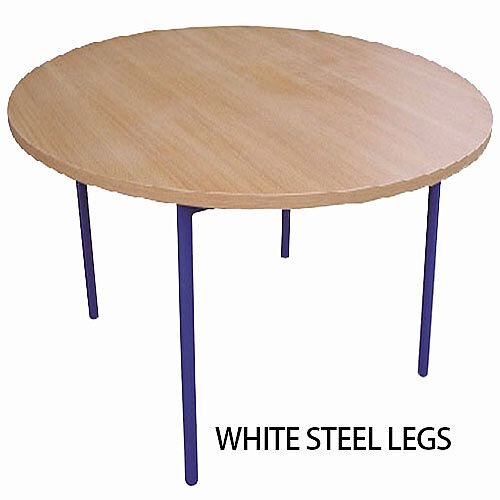 Round Preschool Table Beech White Steel Legs W 1200 x D 500mm - Hunt ...