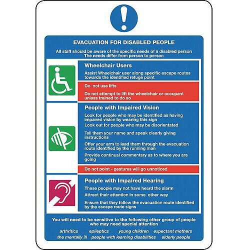 Sign Evacuation For Disabled 250X300 Aluminium - Hunt Office Ireland