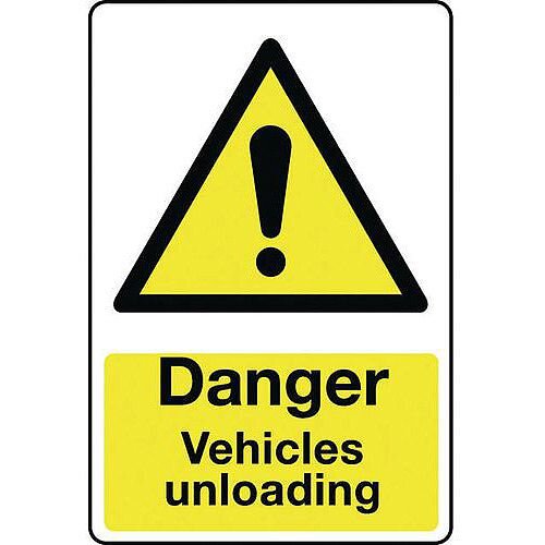 Rigid PVC Plastic Vehicle Hazards Sign Danger Vehicles Unloading - Hunt ...
