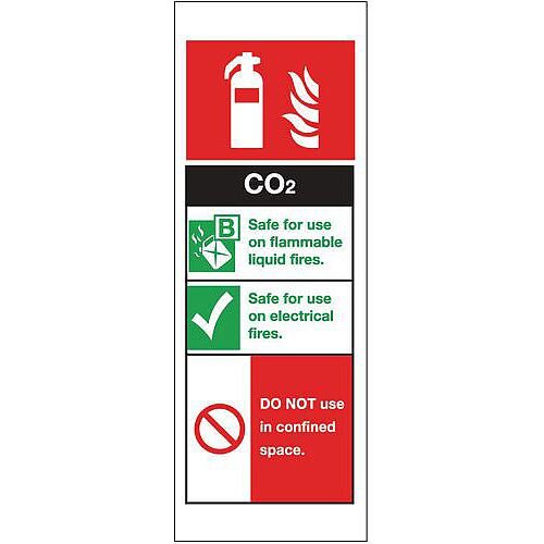 Rigid PVC Plastic Fire Extinguisher Sign Co2 - Hunt Office Ireland