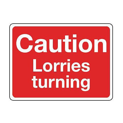Rigid PVC Plastic General Construction Sign Caution Lorries Turning ...