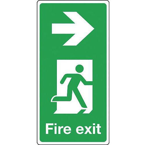 Rigid PVC Plastic Fire Exit Arrow Right Sign Portrait H x W mm: 500 x ...