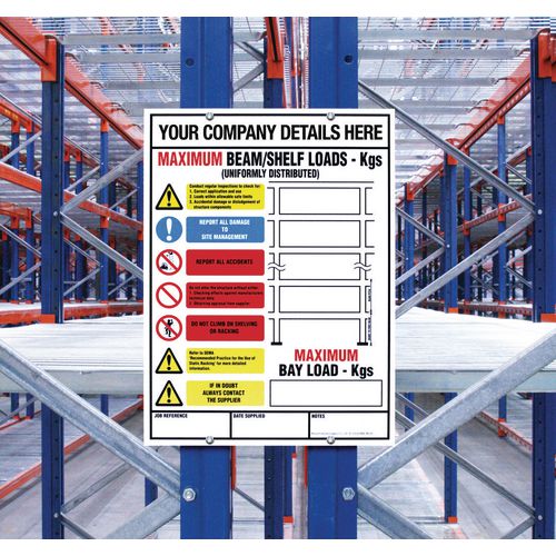 Weight Load Notice Sign For Pallet Racking Shelving - Hunt Office Ireland Weight Load Notice Sign For Pallet Racking Shelving - Hunt Office Ireland