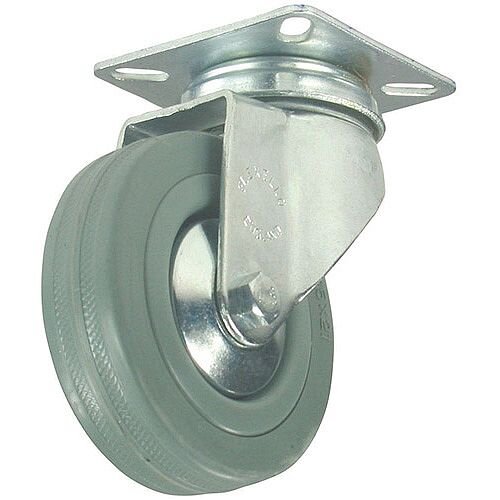 Grey Rubber Tyred Wheel, Plate Fixing Load Capacity 70kg Wheel Diameter ...