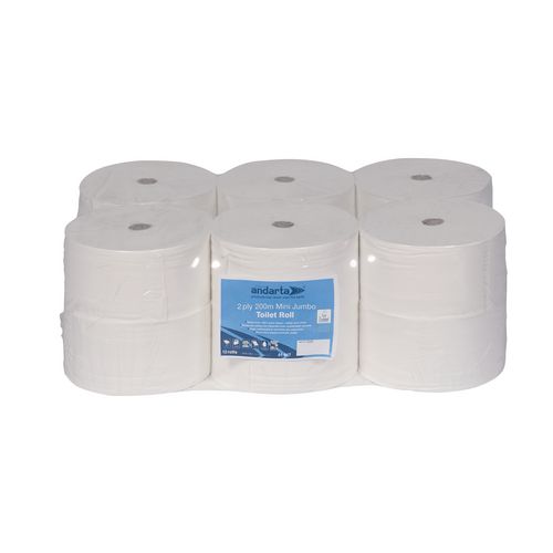 Andarta Premium Mini Jumbo Dispenser Toilet Paper Tissue Rolls 200m 2 ...