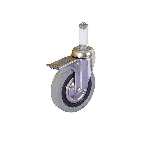 Grey Rubber Tyred, Chrome Plated Castors, Stem Fixing - Total-Stop ...