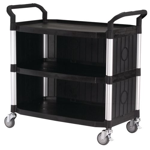 Three Tier Plastic Utility Tray Trolley With Open Sides And Ends With 3 ...