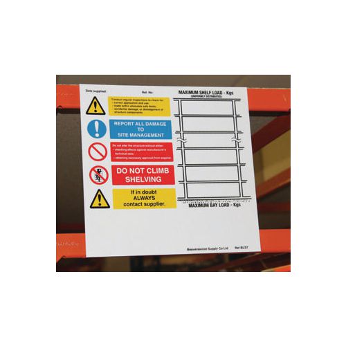 Weight Load Notice Sign For Shelving - Hunt Office Ireland